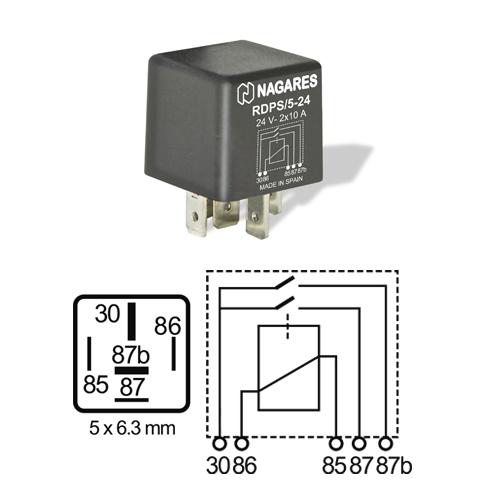 Minirelè 24 Volts 2x10A